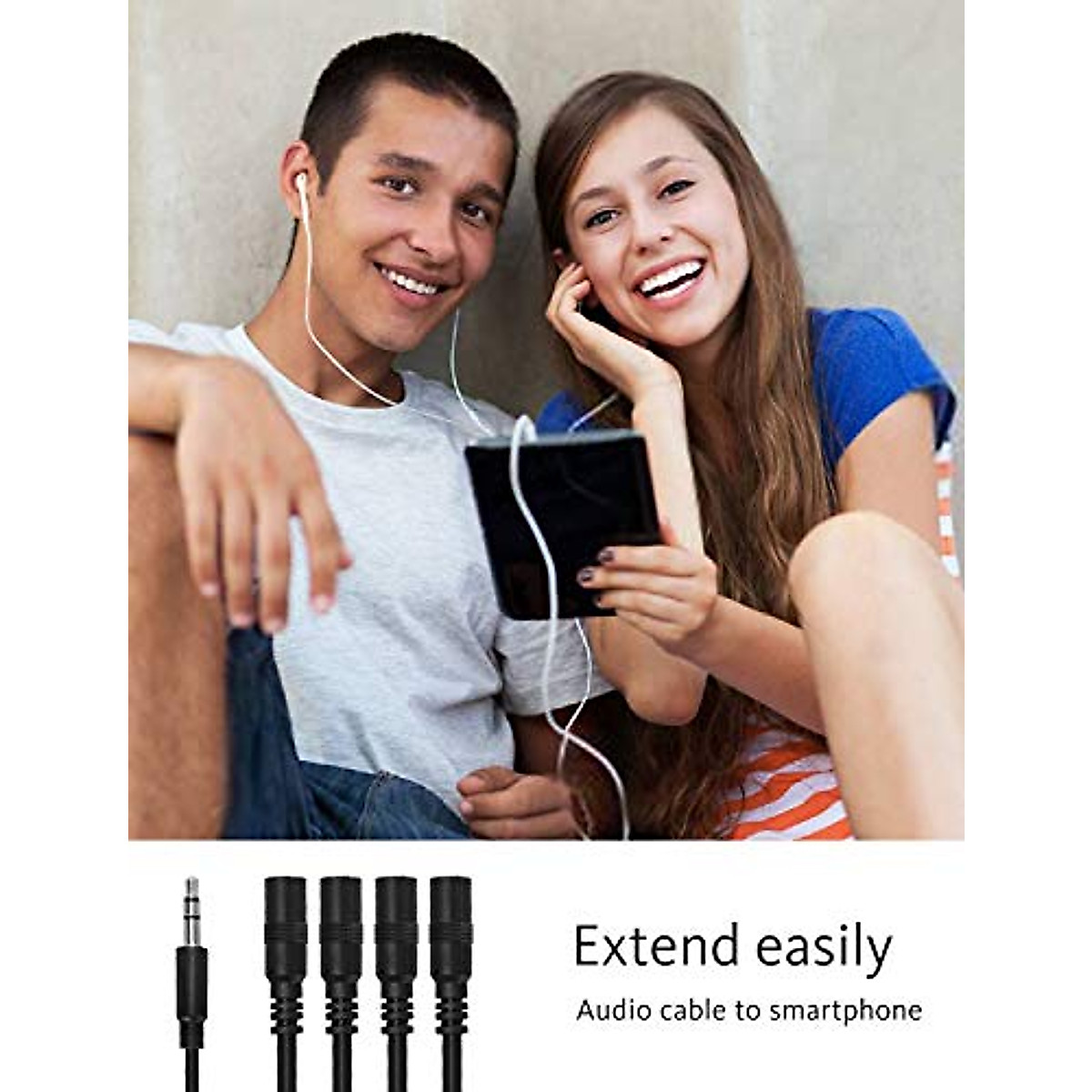 3.5mm Headphone Splitter Cable,ONXE 1/8 Inch AUX Stereo Jack Audio Splitter 1 Male to 2 3 4 Female Adapter Cable for Mp3 Player Mobile Phone Laptop, PC Headphone Speakers(Black)