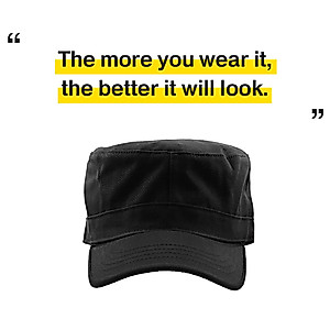 KBK-1464 BLK L Cadet Army Cap Basic Everyday Military Style Hat (Now with STASH Pocket Version Available)