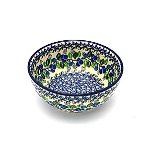 Polish Pottery Bowl - Coupe Cereal - Blue Berries