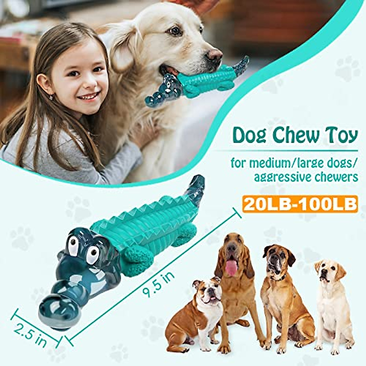 Dog Toys for Super Aggresive Chewers /Tough Dog Toys/Heavy Duty /Durable Toys for Large/Medium Dog, to Keep Them Busy (Blue)