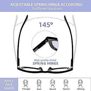 LADEESSE Readers for Women Oprah Style 3 Pack Square Reading Glasses with Spring Hinge Blue Light Blocking Ladies (Black+Grey+Blue, 2.00)