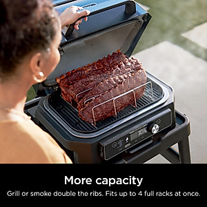 Ninja XSKRACKXL Woodfire Rib Rack, Compatible with OG800 and OG900 Series, Smokes 4 Full Racks of Ribs, Elevates Ribs for All-Around Airflow, Even Bark, Steel, Silver