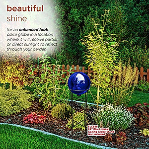 Alpine Corporation 10" Diameter Indoor/Outdoor Glass Gazing Globe Festive Yard Décor, Blue