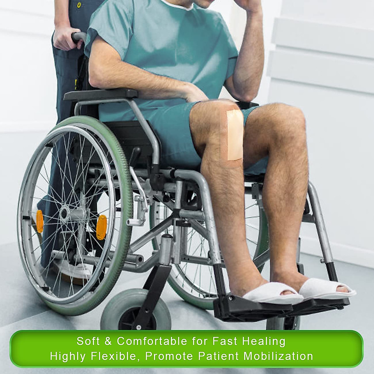 Silicone Foam Dressing with Gentle Border for Post-op Surgical Wounds 4''x8'', Absorbent Pad 2''x6'', Pack of 5, Silicone Wound Bandages for Cuts, Abrasions, Bed Sore, Pressure Ulcer