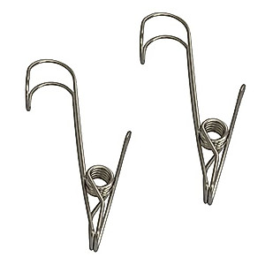 YYANGZ 15PCS Stainless Steel Metal Long Tail Clip with Hooks Laundry Hooks Clothes Pins Hanging Clips Clothes Pins Hanging Universal Clips