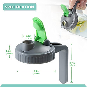 2 Pack Wide Mouth Mason Jar Pouring Spout Lid with Handle for Ball Mason Jars, Leak-free and Airtight (Jars not Included)