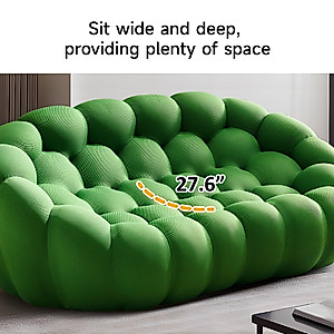 VnndeNest 74.8'' Modern Loveseat Sofa, Upholstered Comfy Mesh Fabric Oversized Love Seat Floor Sofa, Modern 2 Seater Bubble Sofa with 3D Honeycomb Shape for Living Room, Bedroom, Small Spaces, Green