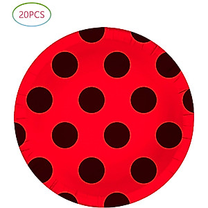 Ladybug Birthday Party Supplies,20 Plates and 20 Napkins, Ladybug Party Dinner Dessert Plate Napkins Birthday Tableware Decorations for Girls