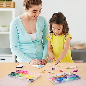 Maxzola inc. Clay Beads for Jewelry Bracelet Necklace Making Kit, 12870 Pcs Flat Round Polymer Clay Beads with Elastic Strings Pendant Charms Kit