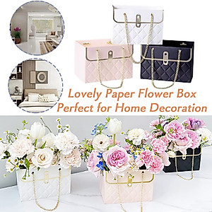 MIFOR 5PCs Paper Flower Gift Bags Bouquet Bags Box with Handle Florist Bag Handbag Gift Case Wedding Valentine's Day Gift Wrap Bags (Pink+White+Black 15pcs)