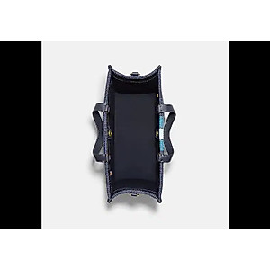 COACH Dempsey Leather Crossbody Tote 40 with COACH Patch in Navy/Blue/Multi - #CA593