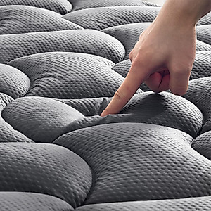 SLEEP ZONE Twin Waterproof Mattress Protector, College Dorm Mattress Pad, Fluffy Mattress Cover, 39 x 75 Inches (Grey, Twin)