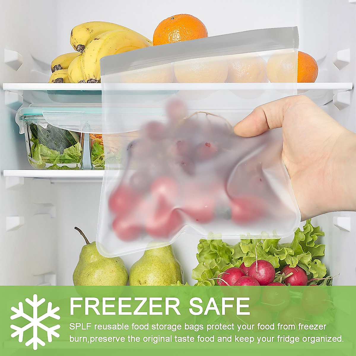 Rictine 22 Pack Reusable Gallon Freezer Bags - Dishwasher Safe, Leakproof, BPA Free Reusable Storage Bags for Lunch, Marinate Food, Travel - 8 Gallon, 8 Sandwich, 6 Snack Bags