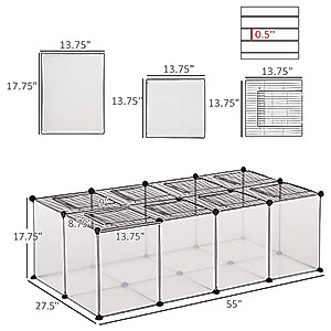 PawHut Pet Playpen Small Animal Cage Transparent Customizable Fence with Door for Hamster, Guinea Pigs, Chinchilla, 14 x 18 in