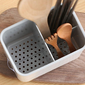 AKOAK 1 Pack Chopstick Holder - Cutlery Storage Box, Sink Cutlery/Spoon/Knife/Fork 3 Compartment with Drain Pipe Ideal Kitchen Organizer