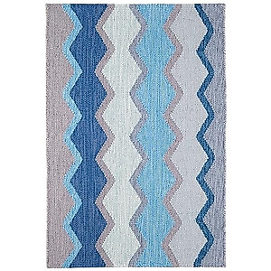 Dash & Albert Safety Net Handwoven Indoor/Outdoor Rug, 8 X 10 Feet, Blue/Grey Geometric Pattern