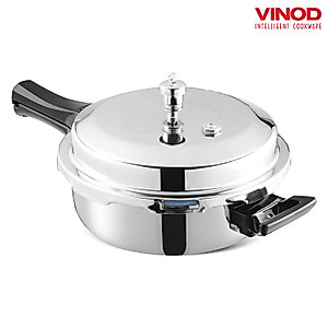Vinod Platinum Triply Stainless Steel Pressure Cooker Mini - 2 Litre | SAS Bottom Pan Cooker | Induction and Gas Base Cooker | ISI and CE certified