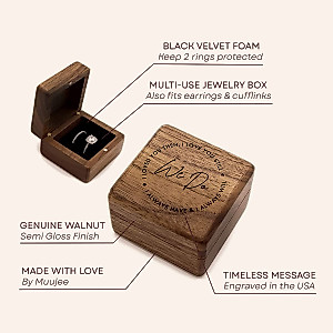 MUUJEE We Do Double Ring Box - Engraved Wooden Ring Case Box for Wedding Ceremony Engagement Proposal, Ring Bearer Gift Ideas (We Do)