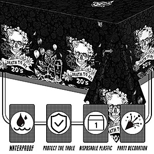 3 Pcs Death to My 20s Tablecloths, Rip to My 20s Tablecloths, 30th Birthday Table Decorations Black Death to My 20s Table Decor Plastic Table Cover for My Youth 30th Funeral Party Decorations Supplies