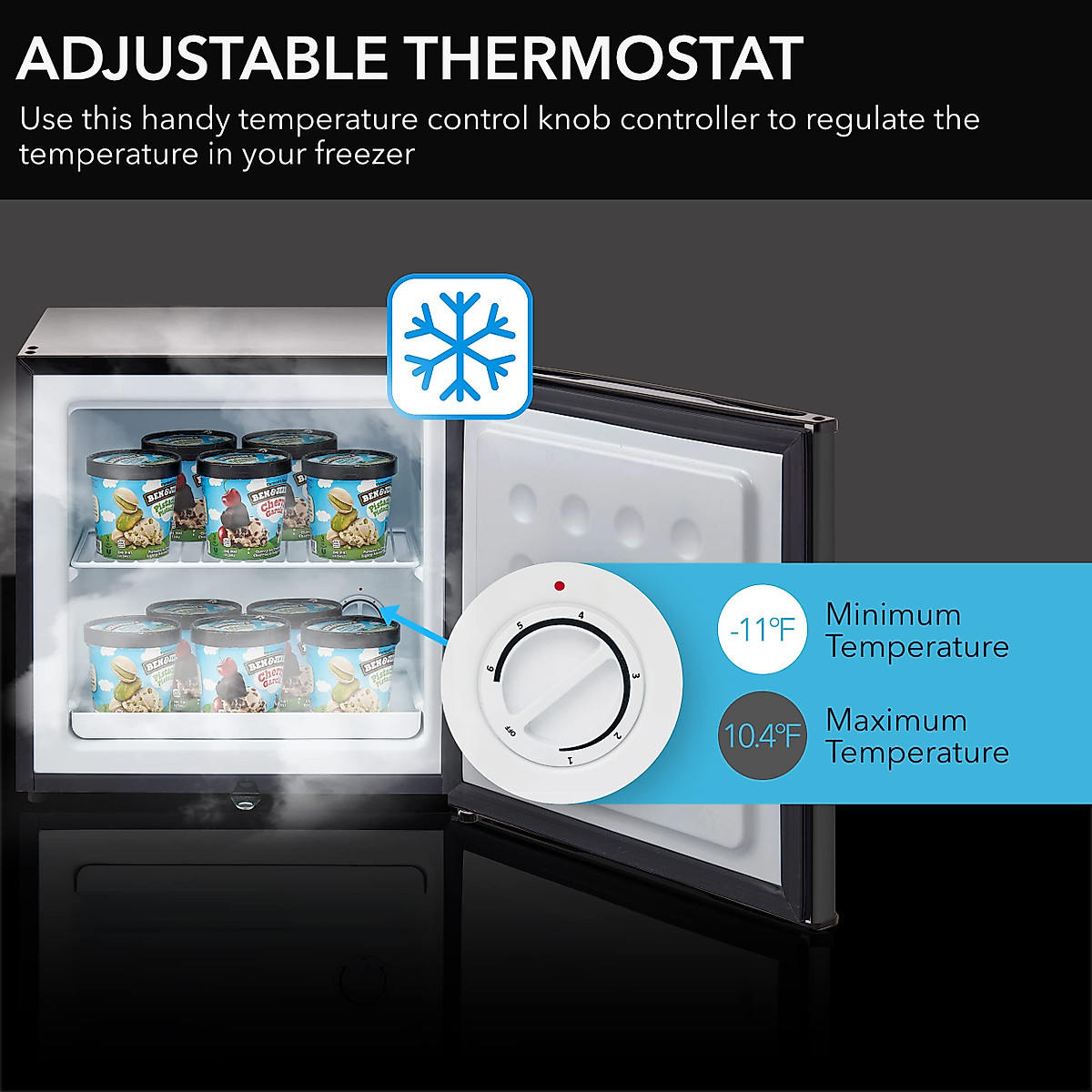 Whynter Upright Lock, Cu. Ft. Small Mini Freezer for Bedrooms, Dorms, Garages, Offices CUF-110B, Black Energy Star, 1.1 Cubic Feet