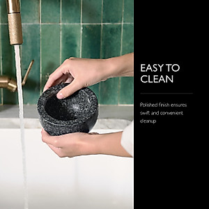 Cole & Mason 5.5-inch Granite Mortar & Pestle - Unpolished Stone Mortar & Pestle for Kitchen - Large Grinding Bowl for Herbs and Spices - Grey, 4 pounds