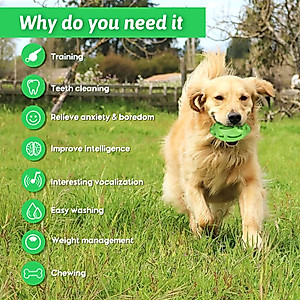 ZHAN Multifunctional Durable Natural Rubber Dog Training Ball Toy Squeaky Chew Interactive Teeth Cleaning Rugby Toy Pet Exercise Game Ball for Medium and Large Dogs (Green)