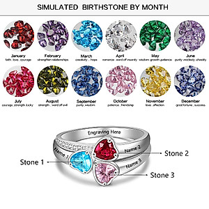 Personalized Mother Rings with 3 Simulated Birthstones Family Anniversary Women Rings Custom Grandmother Daughter Jewelry (8)