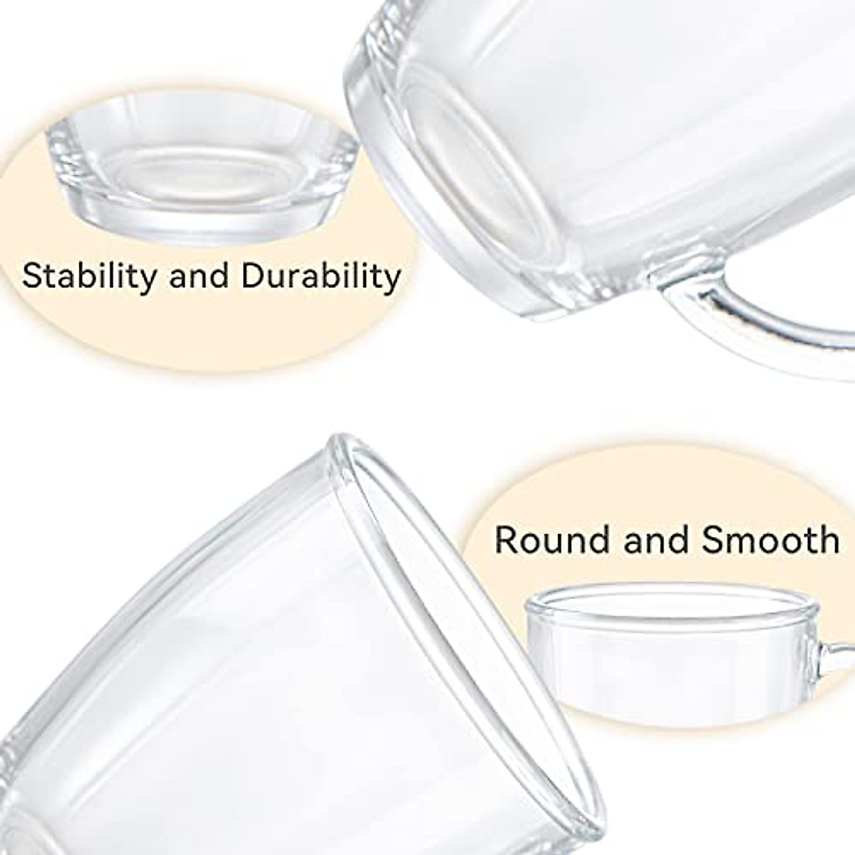 [6 PACK,12 OZ] DESIGN•MASTER Premium Glass Coffee Mugs with Spoons. Transparent Tea Glasses for Hot/Cold Beverages, Perfect Design for Americano, Cappuccino, Tea and Beverage.