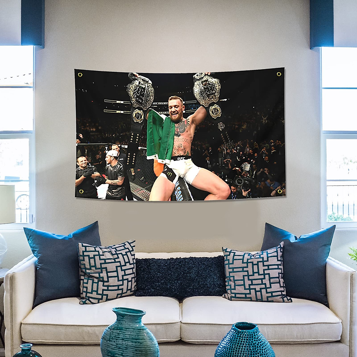 Conor McGregor Boxing Flag Funny Poster Durable Man Cave Wall Flag with Brass Grommets 3x5 Feet Flag for College Dorm Room Decor,Outdoor,Bedroom, Parties gifts, travel, filming,events,festivals..