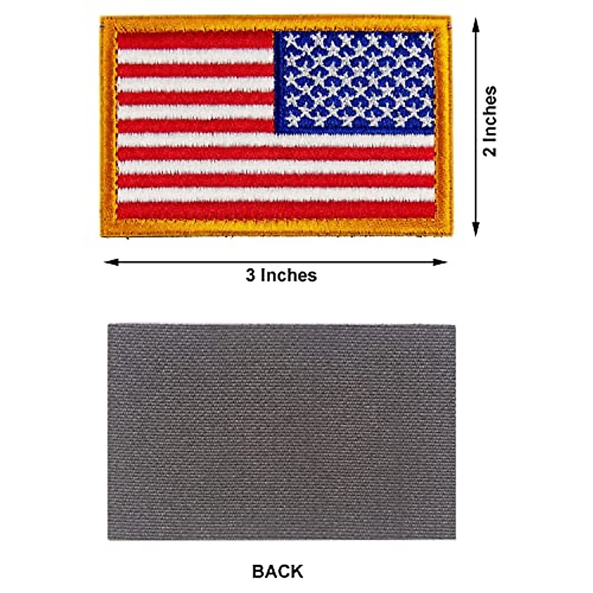 Tactical Patches of USA US American Flag Reverse, with Hook and Loop for Backpacks Caps Hats Jackets Pants, Military Army Uniform Emblems, Size 3x2 Inches
