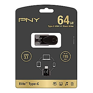 PNY P-FD64GTBAT4TC31-GE Elite Type-C USB Type-C 3.1 Gen 1, Up to 130MB/S, 64 GB