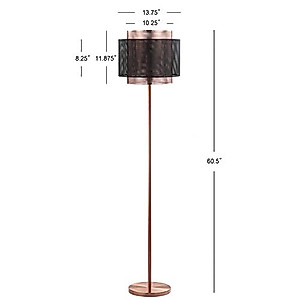 JONATHAN Y JYL6107A Tribeca 60.5" Metal LED Floor Lamp, Contemporary, Modern, Transitional, Office, Living Room, Family Room, Dining Room, Bedroom, Hallway, Foyer, Copper/Black