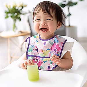 Bumkins Bibs, for Baby Girl or Boy, Infant 3-9 Months, Essential Must Have for Eating, Feeding, Baby Led Weaning, Mess Saving Waterproof Soft Fabric, Starter Bib 2-pk Watercolors and Brushstrokes