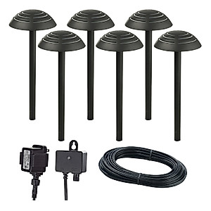Sterno Home GL33604BK Paradise Low Voltage Cast Aluminium LED Lavelle Light,6-Pack Path Light Kit, Black