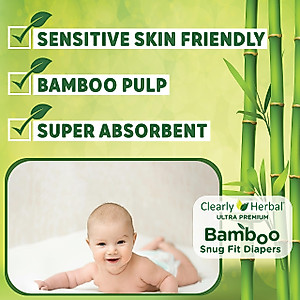 Clearly Herbal Bamboo Diapers, Micro Cushion Comfort & Other Plant-Based Materials, Size 1 34ct Case (4 Inner Bags)