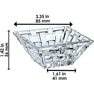 Nachtmann Bossa Nova Collections, 4 Piece Serving Set, Crystal Glass Serving Dishes for Cheese, Crackers, Fruits, and Appetizers, Platter, Square and Rectangular Bowls
