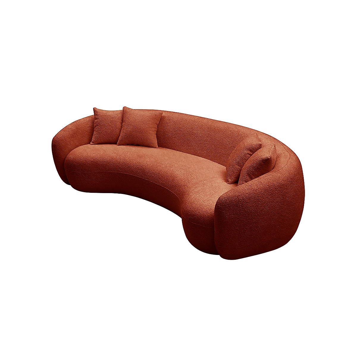 102" Teddy Fleece Boucle Sofa Modern Half Moon Comfy Sectional Leisure Couch, Beautiful Freestanding Curved Sofa & Couch for Living Room, Professionally Upholstery Perfect Shape, Orange 5 Seaters