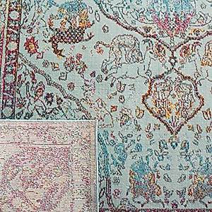 SAFAVIEH Luxor Collection 4' x 6' Turquoise / Aqua LUX330K Handmade Boho Chic Oriental Area Rug