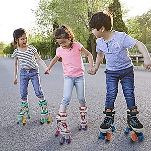 Woolitime Adjustable Roller Skates for Girls and Boys, 4 Size Adjustable Toddler Roller Skates for Kids with All Wheels Light Up, Patines para Niñas Niños