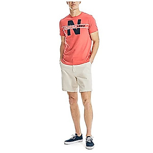 Nautica mens Short Sleeve 100% Cotton Classic Logo-series Graphic-tee Polo Shirt, Sailor Red, Large US