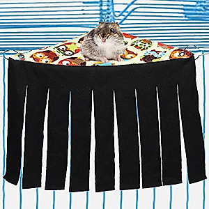 Petmolico Guinea Pig Corner Hideaway, Small Animals Fleece Forest Corner Hideout Pet Cage Hanging Hammock for Rat Hamster Ferret Hedgehog, Owl Pattern