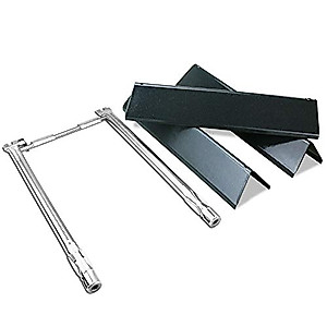 Uniflasy 7635 Flavorizer Bars and 69785 Grill Burner Tubes for Weber Spirit I & II 200 with Front Control, Spirit E210, E220, S210, S220, for Weber 15.3 Inch 7635 Flavor Bars and 69785 Burner Pipe