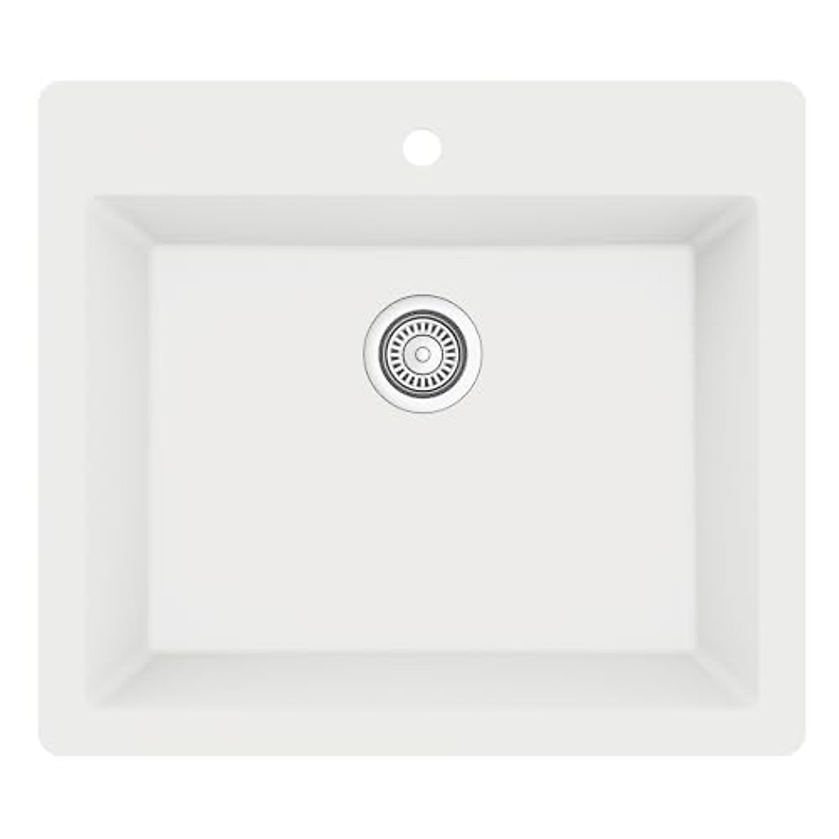 Karran QT-820 Top Mount 25 in. Single Bowl Quartz Kitchen Sink in White