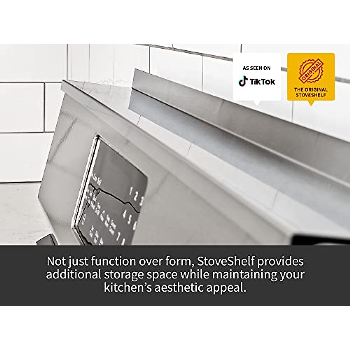 StoveShelf 30" Length White Magnetic Shelf for Kitchen Stove - Kitchen Storage Solution with Zero Installation - Over Stove Spice Rack Organizer