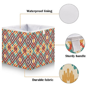 ALAZA Collapsible Storage Cubes Organizer,Indian Zig Zag Chevron Storage Containers Closet Shelf Organizer with Handles for Home Office