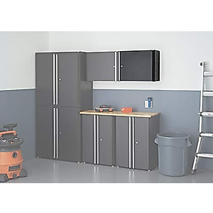 TRINITY 24 Inch Garage Storage Cabinet, 22 Gauge Steel, Wall-Mount, Adjustable Shelf and Reversible Door for Tools, Cleaning Supplies, and More, Black