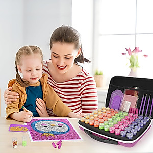HOHOTIME 60 Slots Diamond Painting Storage Container, Diamond Art Accessories Organizer with Tools Kit, Portable Diamond Painting Kits, Blue Diamond Storage Case for DIY Craft Jewelry Beads (Purple)
