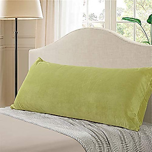 EVOLIVE Soft Micromink, Faux Fur, Faux Suede, Faux Velvet Body Pillow Cover 21"x54" Replacement with Zipper Closure (21"x54" Body Pillow Cover, Lime)
