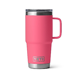 YETI Rambler 20 oz Travel Mug, Stainless Steel, Vacuum Insulated with Stronghold Lid, Tropical Pink