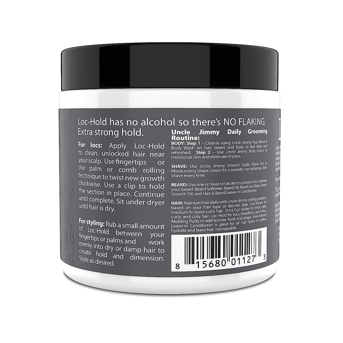 Uncle Jimmy Loc Hold Premium Hair Styling Pomade/Hair Wax - Medium to Strong Hold Clear Thick Formula Palmade 6 Fl Oz